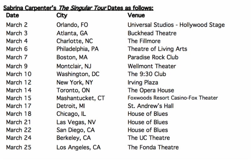 Sabrina Carpenter Announces The Singular Tour - 360 MAGAZINE - GREEN ...